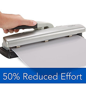Swingline Desktop Hole Punch, Light Touch Metal Hole Puncher with Adjustable System for 2-7 Holes, Low Effort Paper Punch, Home School & Home Office Supplies, 20 Sheet Capacity, Black/Silver (74030)