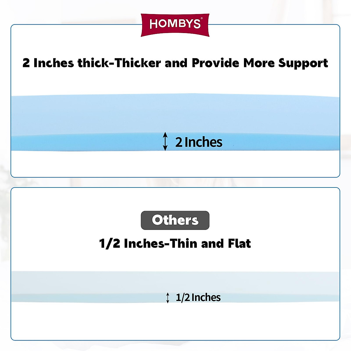 HOMBYS Density Mattress Sag Support, Under Mattress Support Pad to Fix Saggy Beds-2 Inches Extra Thick Ideal for Sags Deeper 1 Inch-2 Inch, Comfort and Durability(Blue, 60"x24"x2")