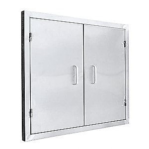 Outdoor Kitchen Doors 28"W x 24"H , Built in 304 Stainless Steel Double Access Doors Flush Mount for Outside Kitchen Commercial BBQ Island Grilling Storage Cabinet