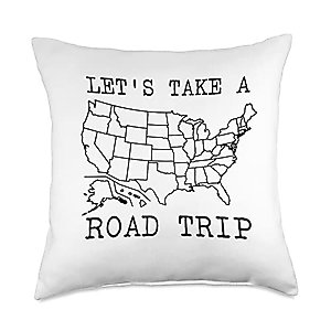 Let's Take A Road Funny Trip - Camping Throw Pillow, 18x18, Multicolor