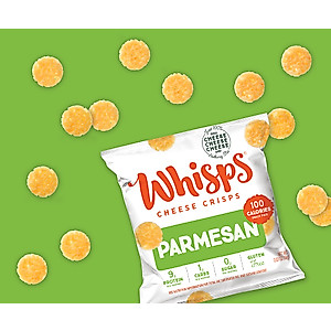 Whisps Cheese Crisps Parmesan & Cheddar Cheese | Protein Chips | Healthy Snacks | Protein Snacks, Gluten Free, High Protein, Low Carb Keto Food (0.63Oz, 12 Pack)