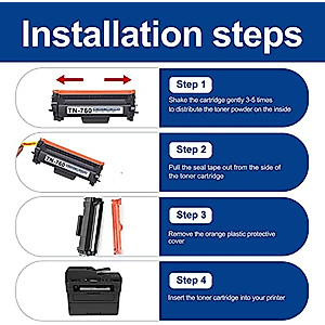 3 Pack High Yield TN760 Toner Cartridge Replacement for Brother TN-760 MFC-L2710DW DCP-L2550DW HL-L2350DW Printer Ink (TN7603PK Toner,3500 Pages/Cartridge)
