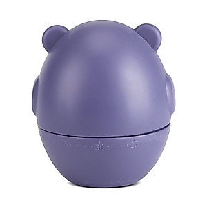Kitchen Timer, Cute Cartoon Kitchen Timers for Cooking, Teacher Supplies for Classroom, Mechanical 55 Minutes Clock Loud Alarm Counters Mini Size Manual Timer(Purple Bear)