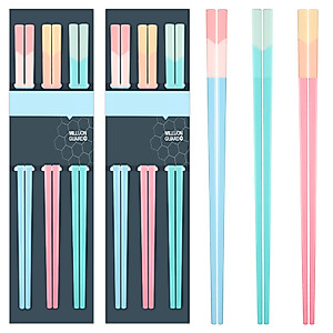 6 Pairs Chopsticks Reusable Dishwasher Safe, 9.6inch/24.3cm Fiberglass Non-Slip Chop Sticks, Chinese/Japanese Chop Sticks, Morandi Multicolor