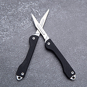 Samior S12 Mini SlipJoint Scalpel Folding Pocket Knife with 10pcs #11 Replaceable Blade, Black G10 Handle Utility EDC Keychain Knife for Box Cutting, Crafting 0.5oz