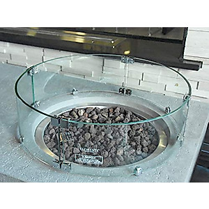 Elementi Outdoor Columbia Fire Pit Table Tempered Glass Round 25 x 25 x 7 inches Heavy Duty Firepit Accessory Wind Screen, Clear