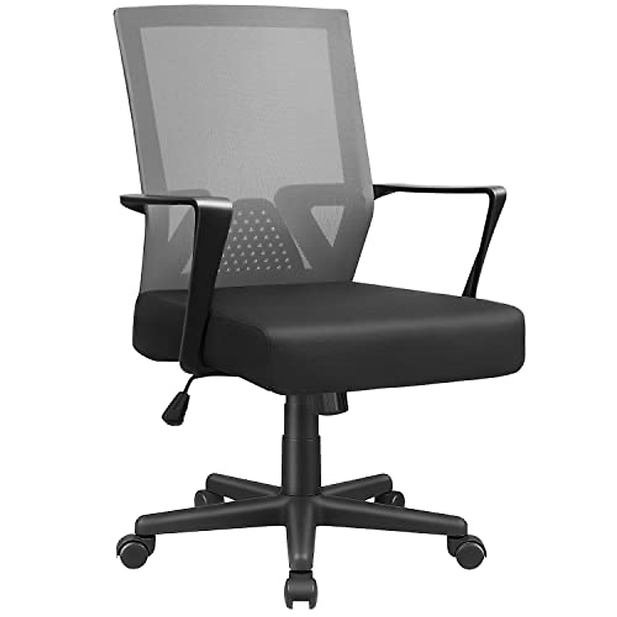 Furmax Office Chair Ergonomic Chair with Lumbar Support, Mid Back Computer Desk Chair Adjustable Height, Mesh Swivel Task Chair Humanized Breathable Chair with Armrests (Grey)