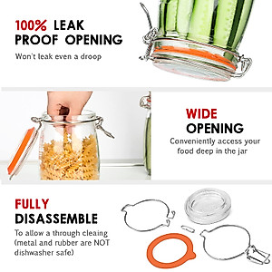 Anwoi Wide Mouth Glass Jars with Airtight Lid 32OZ 4 Pack, Kitchen Storage Large Clear Canister Jars with Hinged Lid with Measurement Marks For Canning,Coffee,Flour,Sugar,Beans