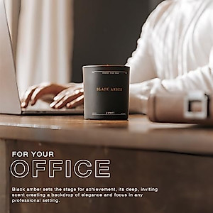 CRVFT Men's Candle - Cherry Wood Candle - Soy Candle 45 Hour Burn Time - Room Decor and Housewarming Gift for Men - 7oz/200g (Black Amber)