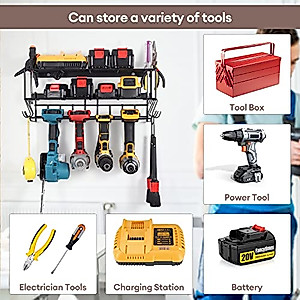 Power Tool Organizer, Multifunction Metal Floating Tool Wire Shelf Wall Mount, Garage Tool Storage Holder, Pegboard Cordless Tool Hanger, Electric Drill Rack for Part, Plier, Battery, Box, Screwdriver
