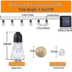 TCJJ Solar String Lights Outdoor, 30 LED 21 Feet Crystal Globe Solar Garden Lights with 8 Lighting Modes, Waterproof Decorative Solar Powered Patio Hanging Lights for Yard Porch Wedding Party