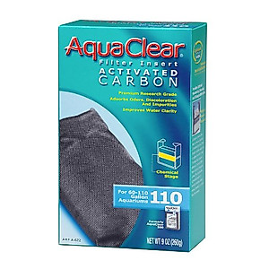 AquaClear 110 Filter Media for Aquariums up to 110 Gallons, 3-Pack Activated Carbon Inserts and 3-Pack Foam Inserts, Replacement Filter Media
