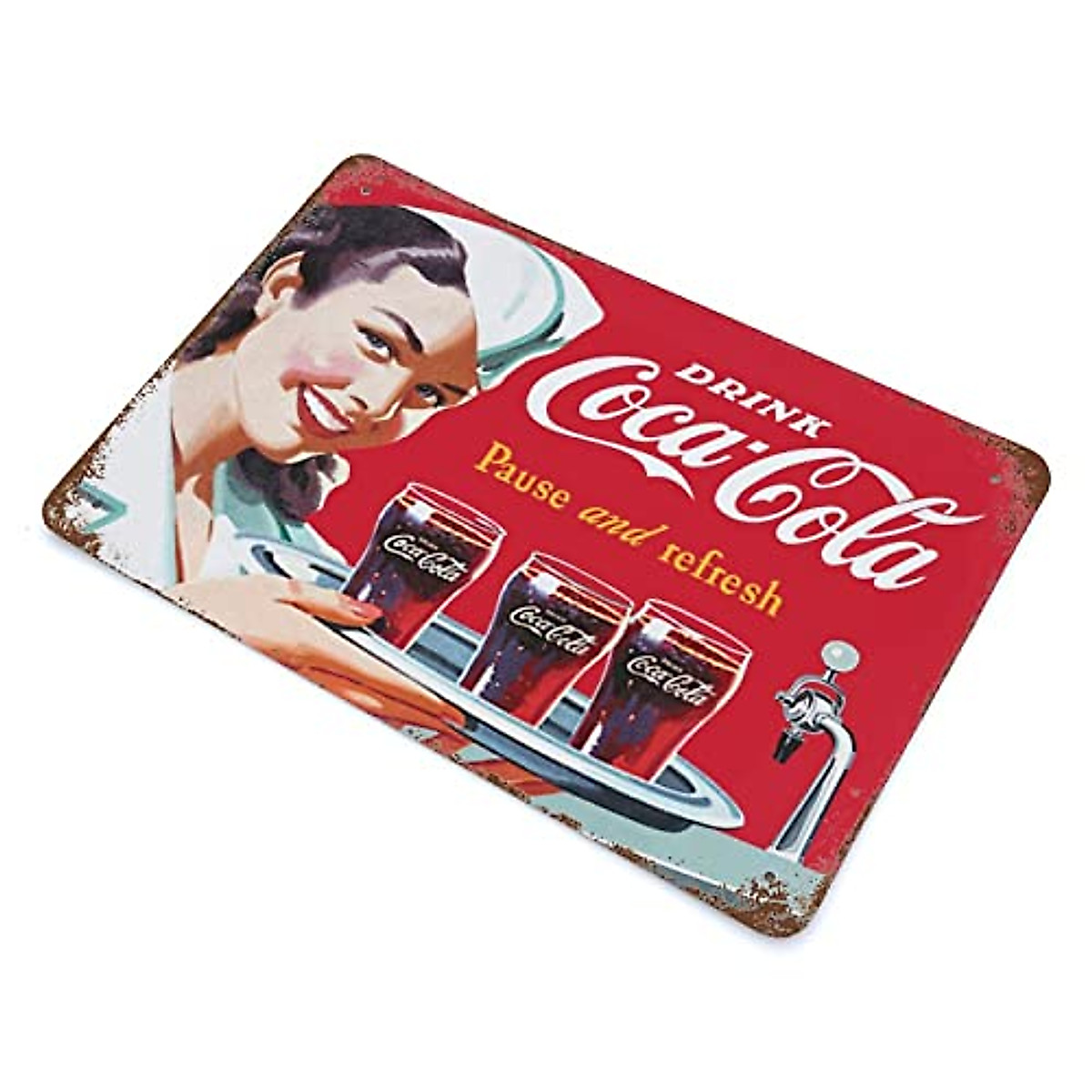 ZOMOY Coca-Cola Waitress Metal Tin Sign Vintage Metal Sign Retro Tin Sign Wall Art Poster Wall Signs For Bars Cafes Pubs Men Caves
