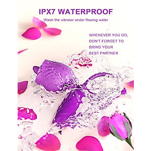 Rose Sex Stimulator for Women,4 in1 Sex Toys,Vibrator Dildo with 9 Tapping & 9 Thrusting,Tongue Licking Anal Adult Women Sex Toy for Clit Nipple Licker G Spot Stimulation for Women Couples