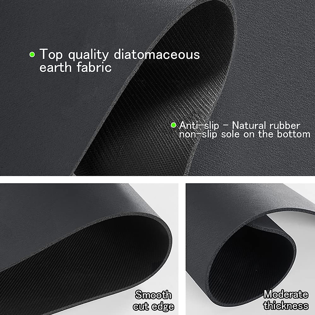 Coffee Mat Dish Drying Mat for Kitchen Counter, Hide Stain Absorbent Rubber Backed Quick Drying Mat Fit Under Coffee Maker Espresso Machine, Coffee Bar Accessories Bar Mat(16" X 12",Dark Grey)