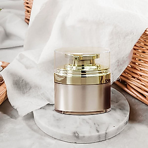 Voyyphixa 3 Pack 1 oz Airless Pump Jars Refillable Travel Bottle Portable Cream Jar Vacuum Bottle with Push Down Pump Dispenser for Vacuum, Face Cream and Lotion