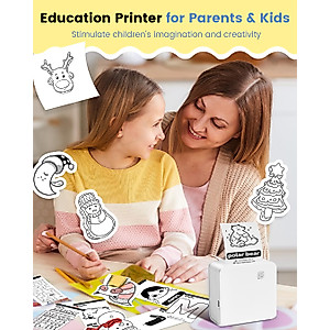 Memoking Photo Sticker Printer Machine - 2" Mini Printer - HD 300dpi Sticker Maker Machine for Pad&Phone - M02 Pro Portable Mini Pocket Thermal Printer White - Inkless Bluetooth Printer for Photos,DIY