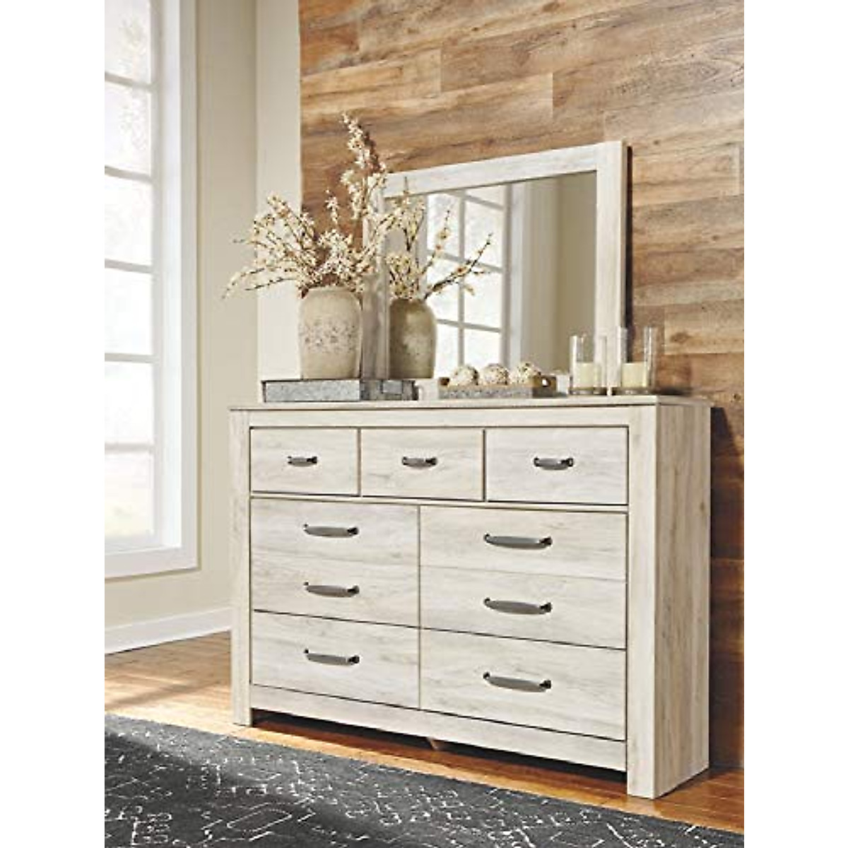 Signature Design by Ashley Bellaby Farmhouse 7 Drawer Dresser, Whitewash