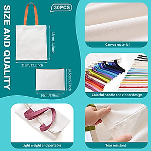 MAFYE 30 Pack Sublimation Blanks Tote bags, Reusable Grocery Bags DIY Heat Transfer Canvas Tote Bags Cosmetic Makeup Bags Shopping Bags with Customized Color for DIY, Advertising, Christmas Craft