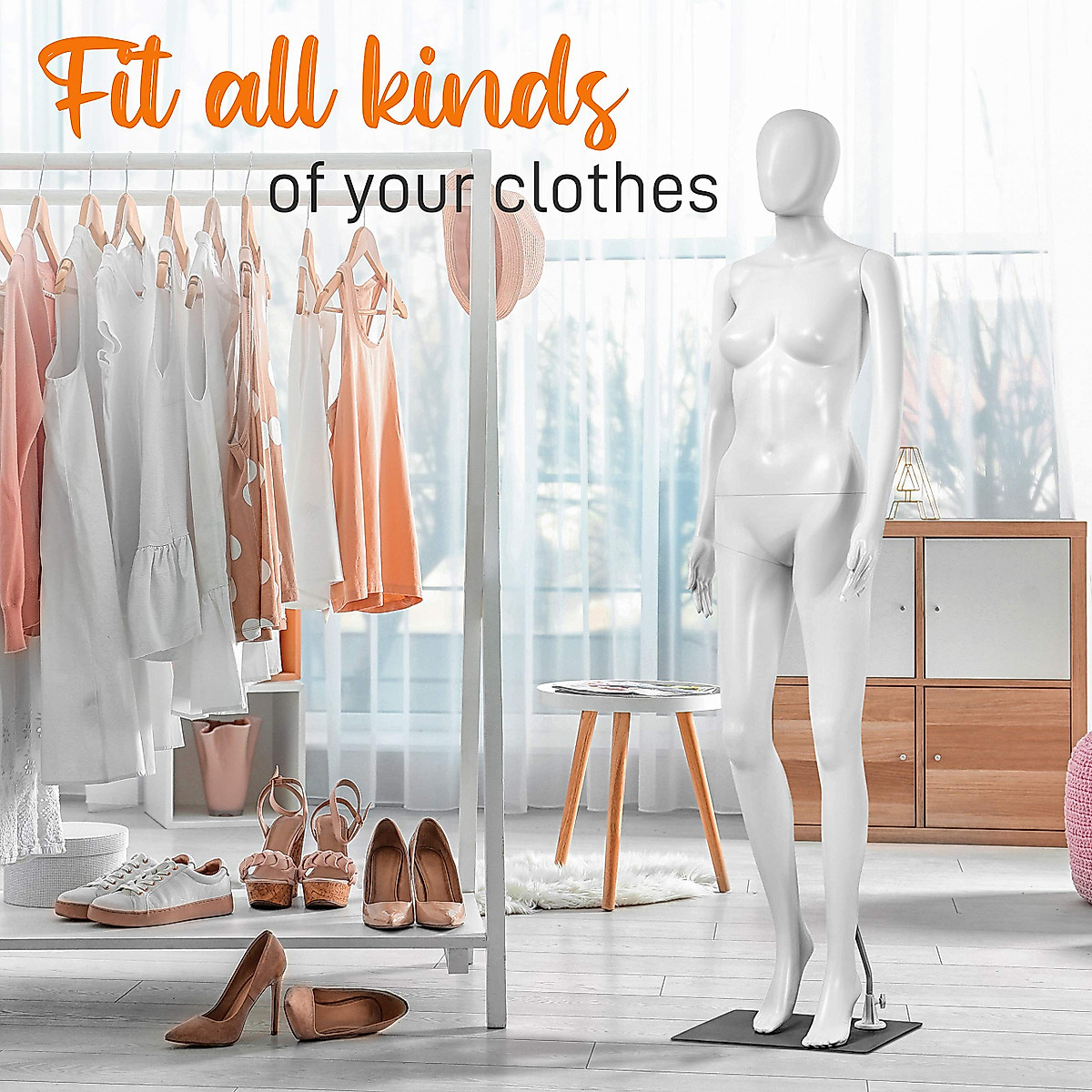 SereneLife 68.9" Tall Full-Body Female Mannequin with Adjustable Head, Flexible Limbs and Detachable Design, Perfect for Clothing Stores, Boutiques, Exhibitions and More