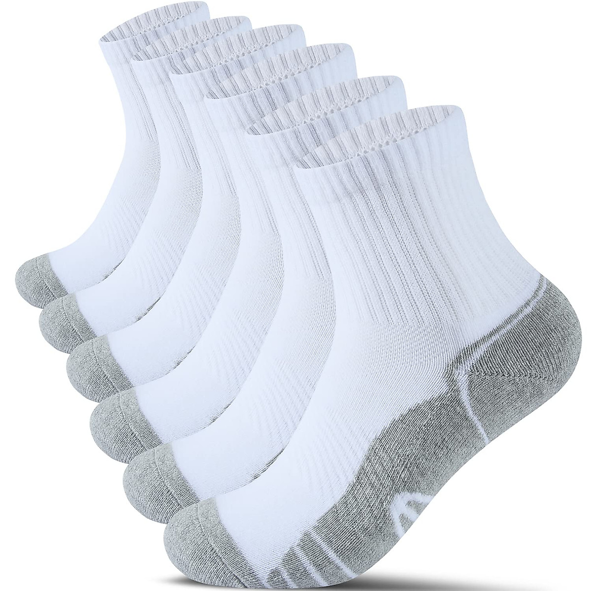 Begrily Cotton Quarter Athletic Socks for Men, Performance Cushioned Mens Ankle Sock 6-Pack