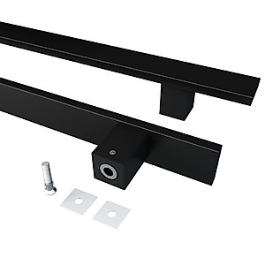 BARNSMITH 36" Barn Door Push Pull Handle,Heavy Duty Grade-304 Stainless Steel Square Commercial Door Handle,Entrance Entry Front Door Handle Office Handle Pull Set for Wood Door Glass Door,Black