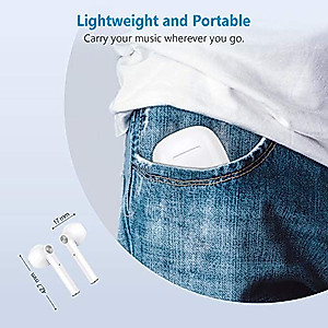 Wireless Earbuds, HSPRO Bluetooth Earbuds Touch Control in-Ear True Wireless Bluetooth Headphones, 20 Hrs Playtime with Charging Case, Hi-Fi Stereo Earbuds with Built-in Mic for Sports Work, White