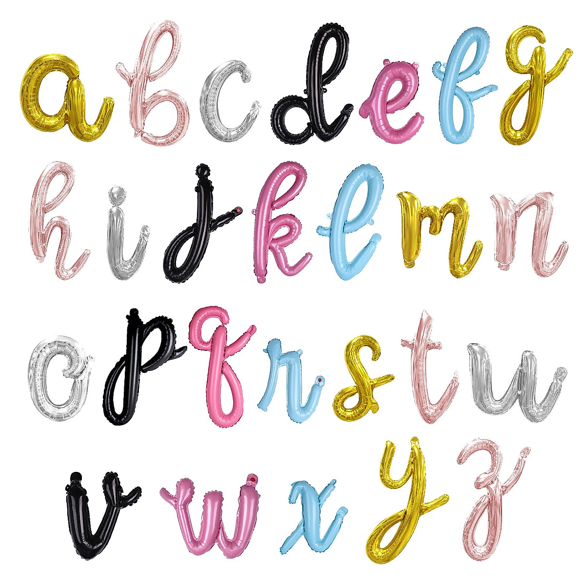 Balloon Vibe Custom Letter Balloons 16 Inch – Cursive Foil Balloon Letters Alphabets & Numbers Personalized Balloons – Create Mylar Balloon Banner for Birthday, Anniversary, or Any Other Occasion
