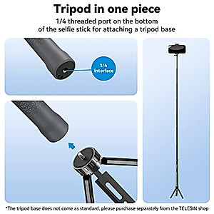 TELESIN G3 Selfie Stick Pole Long (Upgraded 118"/3M), Invisible Carbon Fiber Lightweight Extension Waterproof Underwater Diving Monopod for GoPro Max Mini Hero 11 10 9 8 7, Insta360, DJI Action, AKASO