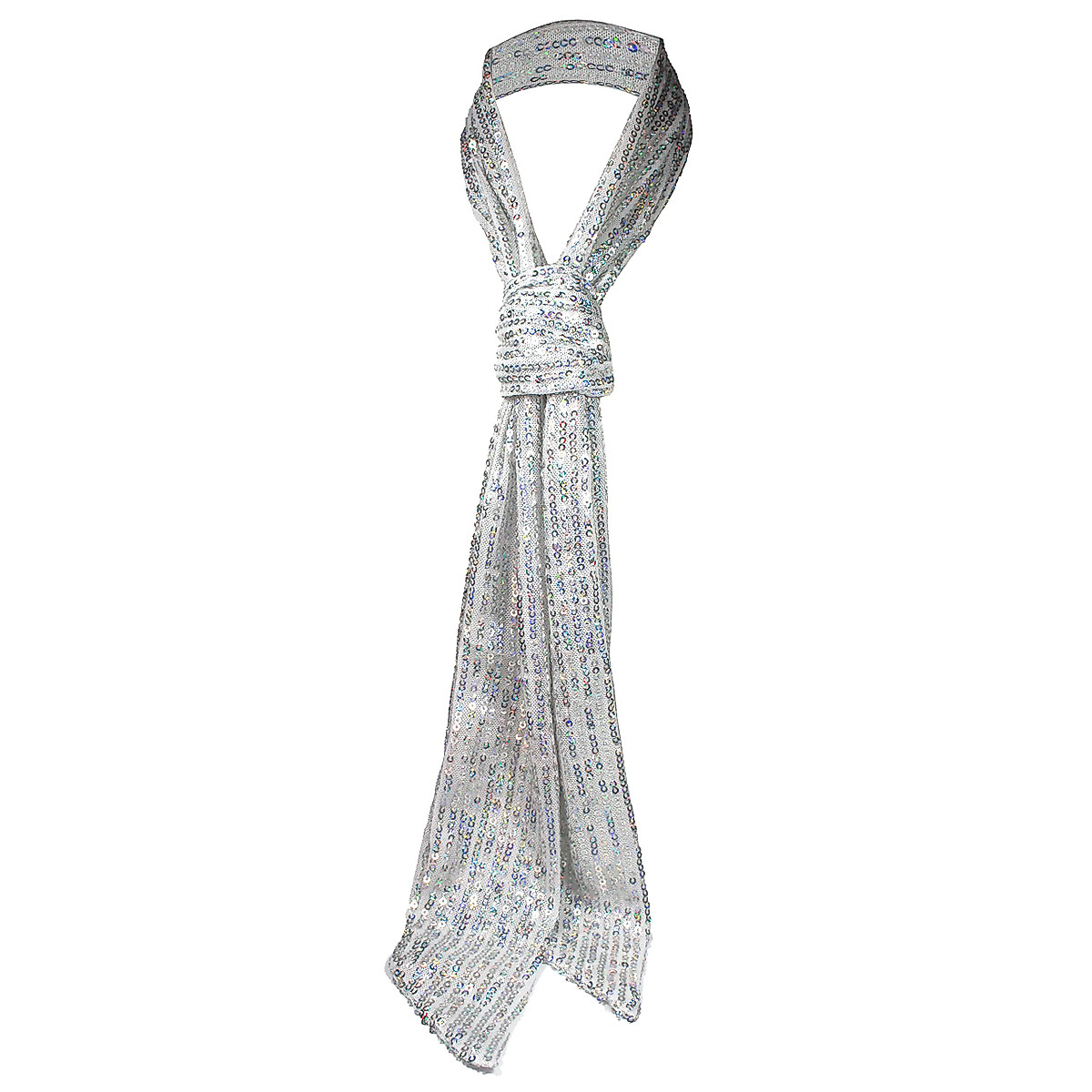 HI-party Small scarf with fashionable sequins for decoration (Laser white)