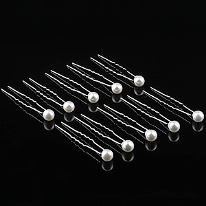 KINGMAS 50 Pack Wedding Pearl Hair Pins, Bridal Hair Pins U Shape Hair Accessories Barrette for Bride Bridesmaid Women Girls (White)