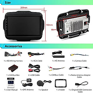 XTRONS Android 12 Car Stereo Radio Player 9 Inch IPS Touch Screen GPS Navigation Octa Core 4GB RAM 64GB ROM Bluetooth Head Unit 5GHz WiFi 4G LTE Built-in DSP Car Play Android Auto for Jeep Renegade