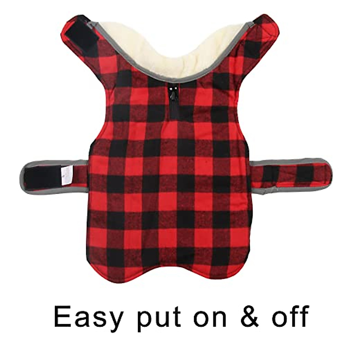 JoyDaog Reflective Belt Dog Coats for Small Dogs,Reversible Warm Puppy Jacket for Cold Winter,Christmas Red S