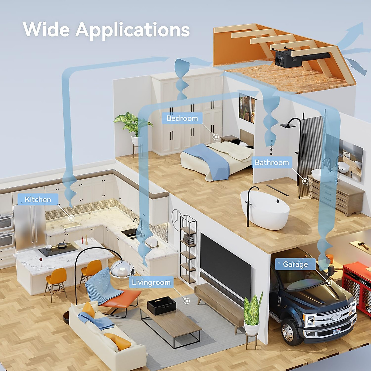 SUPROCKY Ultra Quiet Bathroom Exhaust Fan, Remote Mount In Line Fan 300CFM, Bathroom Exhaust Ventilation Fan for Bathroom, Kitchen, Garage and Residential Ventilation Applications, Black (VF240)