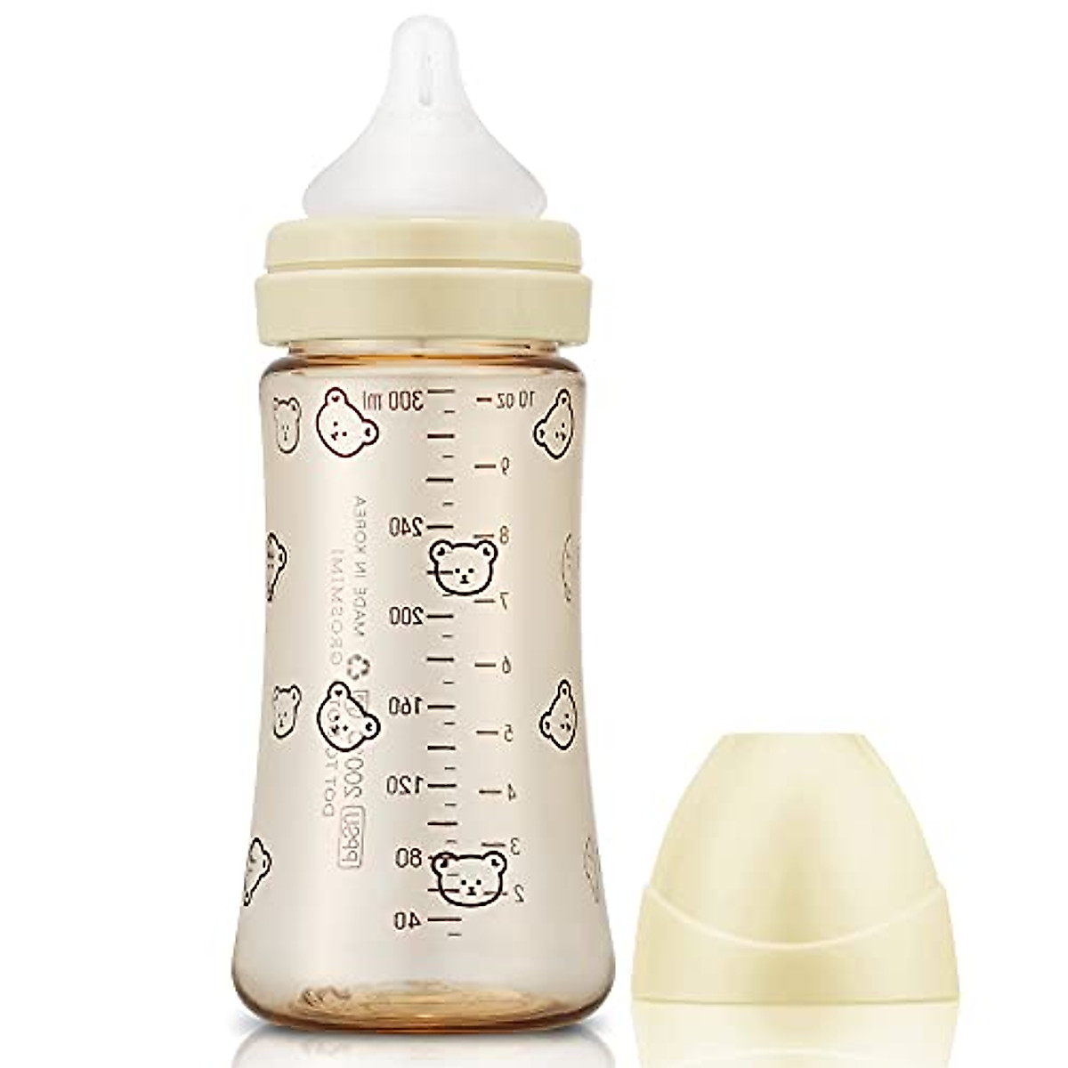 Grosmimi PPSU Baby Bottle, BPA Free (10oz Bear_Pure Gold)