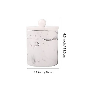 Tonxus Qtip Holder Cotton Swab Canister with Marble Look,Resin Bathroom Canister, Cosmetics Makeup Countertop Containers,Vanity Storage Jars Organizer for Cotton Ball,Cotton Swab,Bath Salts,White