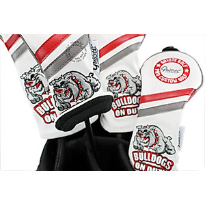 Guiote Bulldog 1 3 5 H Golf Headcover White Vintage Retro Driver Fairway Wood Hybrid Cover