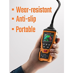 Natural Gas Detector, TopTes PT520A Gas Leak Detector with 17-Inch Gooseneck, Locating The Source of Propane, Natural Gas, and Combustible Gas Leak for Home and RV (Includes Battery x3) - Orange