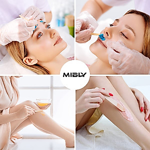 Mibly 4 Style 300 Pcs Assorted Wooden Wax Sticks for Body Legs Face and Small Medium Large Sizes Eyebrow Waxing Applicator Spatulas for Hair Removal or Wood Craft Sticks