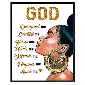 African American Art - Black Art - spiritual Religious Wall Decor - Black women - Inspiration Christian Gifts for Women, African Americans Black Girl - Christian Wall Decor- Faith God Wall Art & Decor