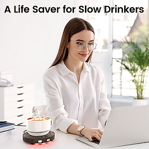 Mug Warmer, Coffee Warmer for Desk, Coffee Cup Warmer with 3 Temp Settings and Ambient Light, 2-12H Timer, 30W