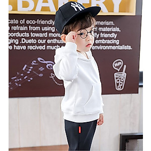 TeTii Baby Toddler Kids Boy Girl Solid Casual Pocket Hoodie Sweatershirt Pullover White