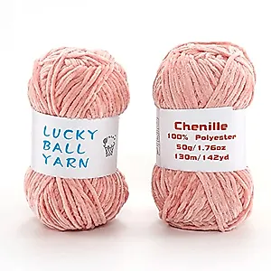 2PCS Soft Chenille Yarn Blanket Yarn,Velvet Yarn for Knitting,Fancy Yarn for Crochet,Crochet Yarn for Sweater/Hat/Blankets/DIY Craft(Orange)
