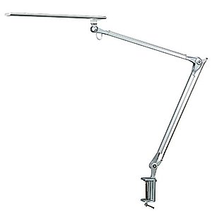 PHIVE CL-1 LED Architect Desk Lamp/Clamp on Desk Lamp,Metal Swing Arm Dimmable Drafting Table Lamp (Touch Control,Eye-Caring,Memory Function,Highly Adjustable Office/Task//Workbench/Work Light) Silver