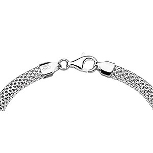 Miabella 925 Sterling Silver Italian 5mm Mesh Link Chain Bracelet for Women, Made in Italy (7.5 Inches)