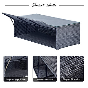 Brabrety 6-Piece All-Weather Wicker PE Rattan Patio Outdoor Dining Conversation Sectional Set with Coffee Table, Wicker Sofas, Removable Cushions for Patio, Deck, Yard, Garden. (Gray#1)