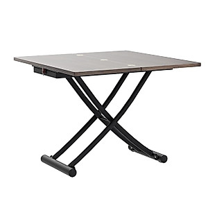 MYSELFLY Living Room Dinning Tables Folding Metal Lift Bracket Multifunction Transform Dinner Kitchen Coffee Tea End Table in Home Wood Desktop Design 40x35 Walnut