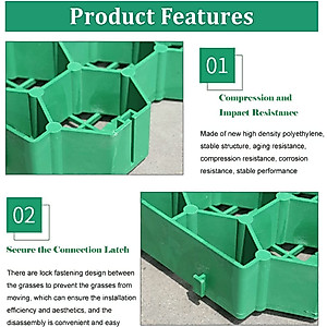 YUEWO Gravel Driveway Grid 1.9” Depth Flat-Interlocked Permeable Grass Pavers HDPE Green Plastic Shed Base for Parking Lot, Garden, Fire Lanes Cover 11 Sf.(1 Sm), 4 Pack