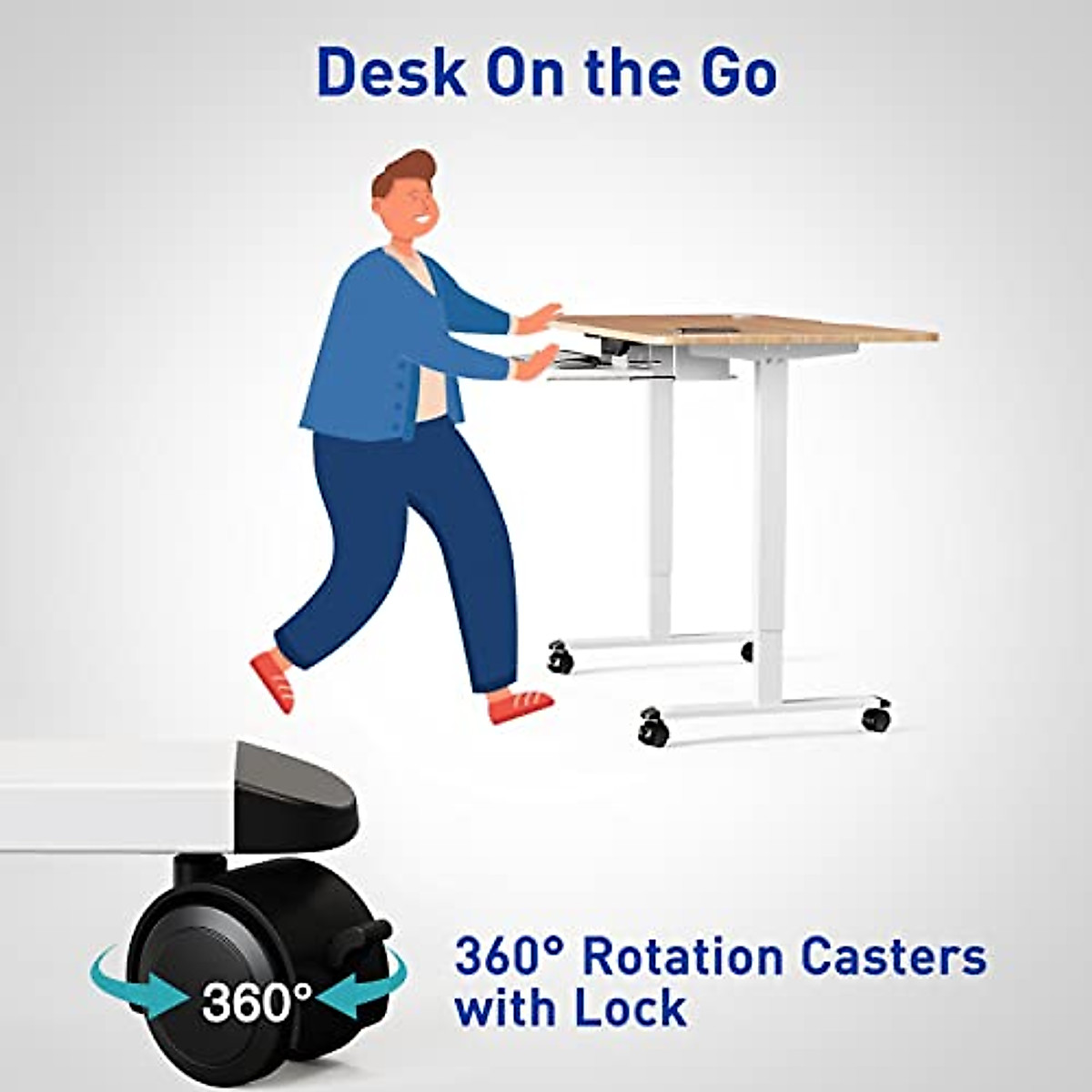WOKA Electric Standing Desk Adjustable Height, 48 x 24 Inches Stand up Desk with Keyboard Tray, Sit Stand Desk with Memory Controller for Home Office, Motorized Desk with Splice Board, Oak