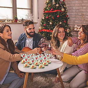 Resholder 100 Counts 28 x 13 cm Flat Clear Cellophane Treat Bags Block Bottom Storage Bags Sweet Bags with 100 Pieces Twist Ties For Christmas Party Favor (Red Green Gold Snowflake)